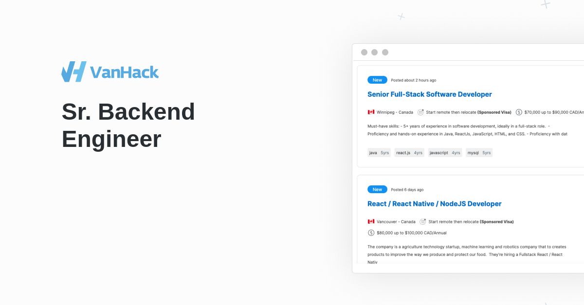 Sr. Backend Engineer - VanHack